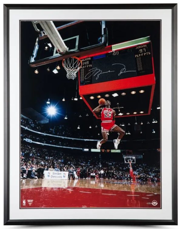 Michael Jordan Autographed 1988 Slam Dunk Signed photograph 30x40 - framed - The Autograph Source