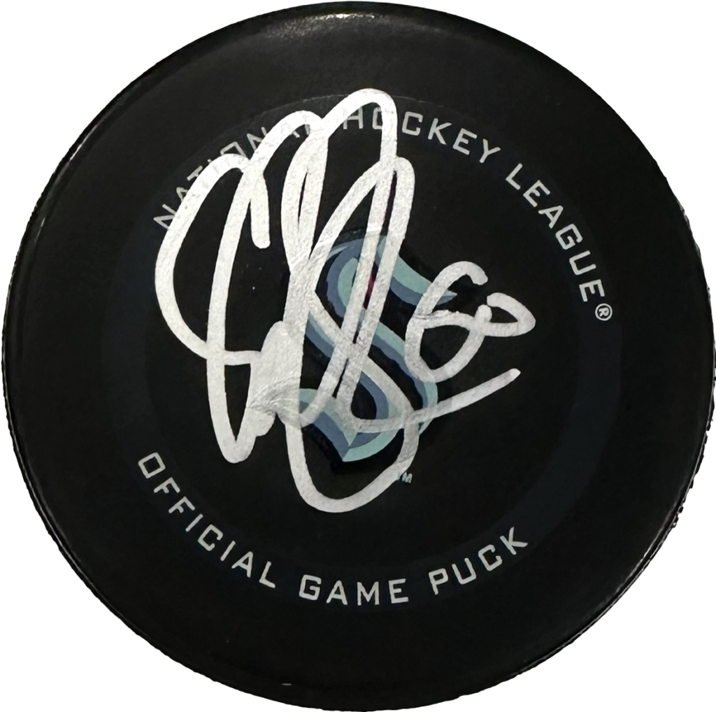Chris Driedger Seattle Kraken Signed Official Game Puck - The Autograph ...