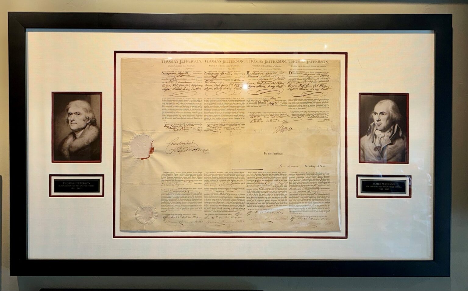 Thomas Jefferson & James Madison Signed Document | DS Ship's Paper ...